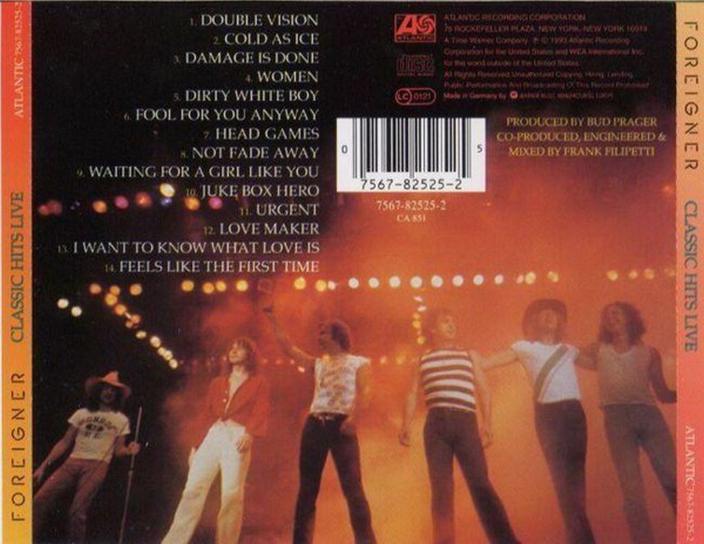 Foreigner 1993 Classic Hits Live : Back | CD Covers | Cover Century ...